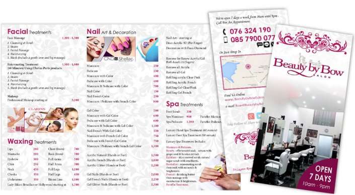 A4 Tri-Fold Beauty Salon Leaflet Redesign | by Hue Marketing Phuket